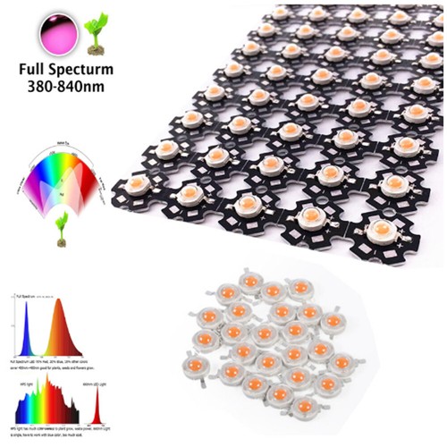 3w 3watt full spectrum 380nm~840nm led grow chip ,45mil bridgelu+20mm ...