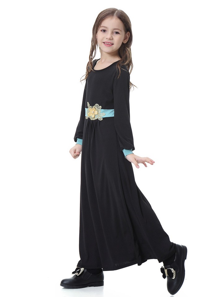 Muslim Child Girls Abaya Long Dress Burka Prayer Maxi Kaftan Robe Arab ...