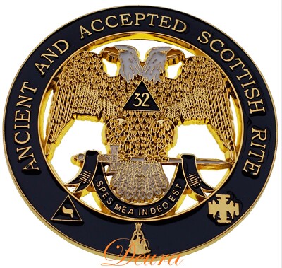 Masonic 32nd Degree Ancient and Accepted Scottish Rite Black Gold Car ...