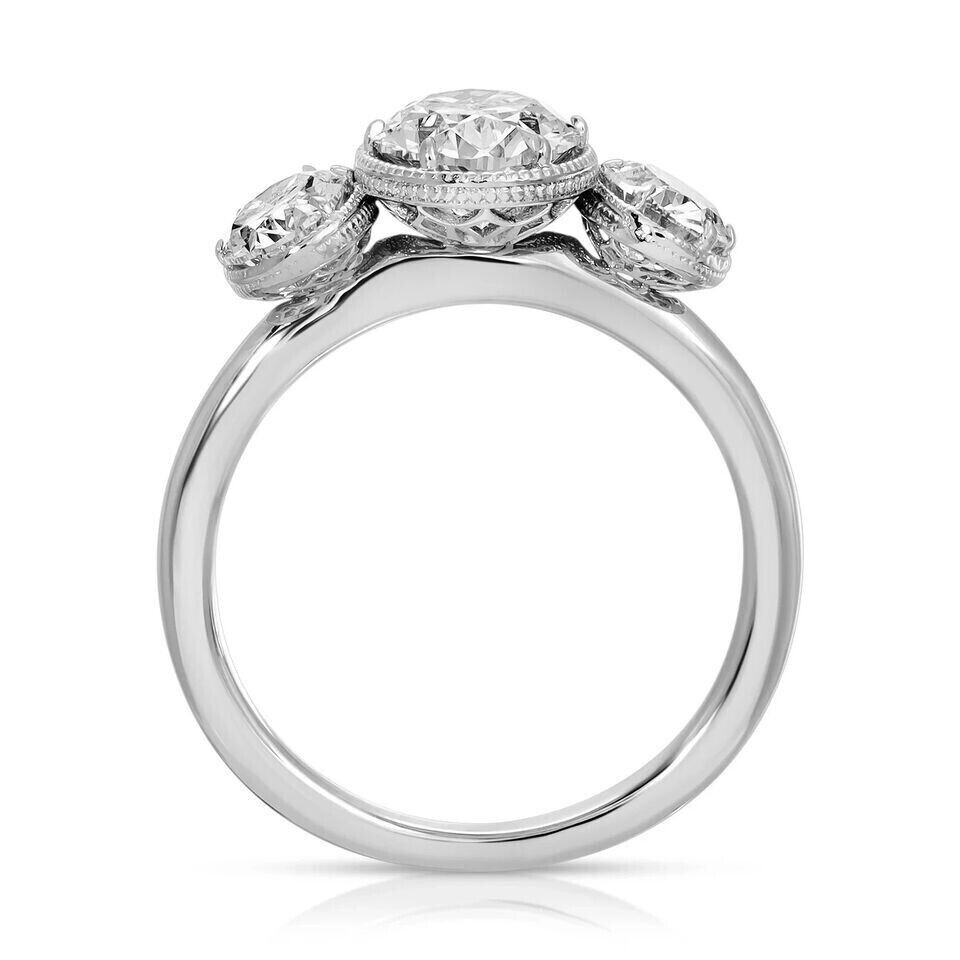 3-Stone Oval Cut Lab Created Diamond Engagement Ring 14K White Gold ...
