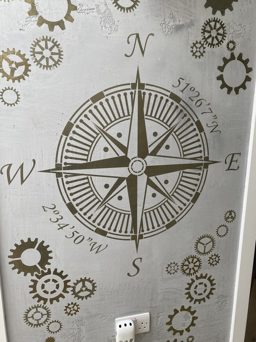 Nautical Compass Stencils JOURNEY Compass Rose Stencil, Large Wall