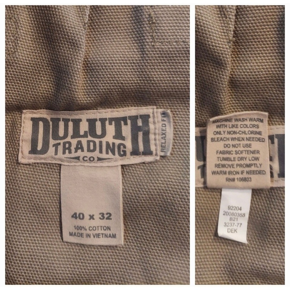 Duluth Trading Co Mens Khaki Fire Hose Relaxed Fit Cargo Work Pants ...
