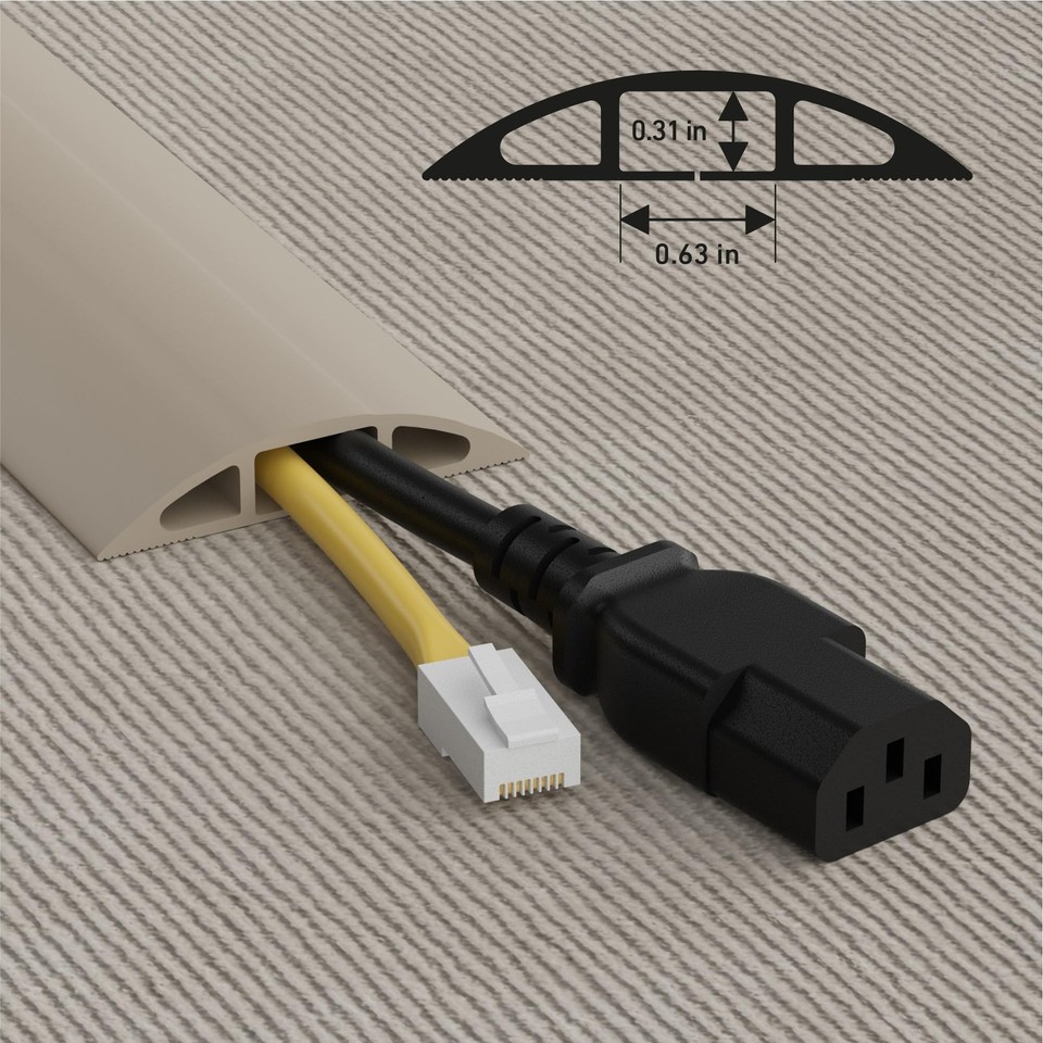 6ft Floor Cord Cover, Cable Protector, Hide Extension Cords, Protect ...