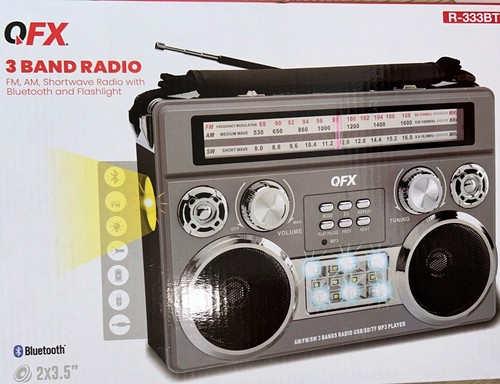 QFX 3 BAND RADIO FM, AM, Shortwave Radio with Bluetooth + Flashlight R ...