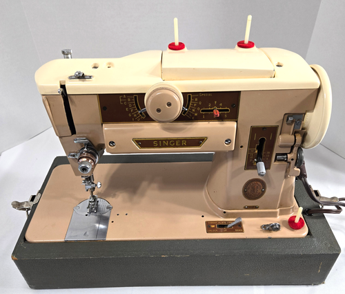 Vintage SINGER MODEL 401A Sewing Machine-Fully Serviced Hard Case ...