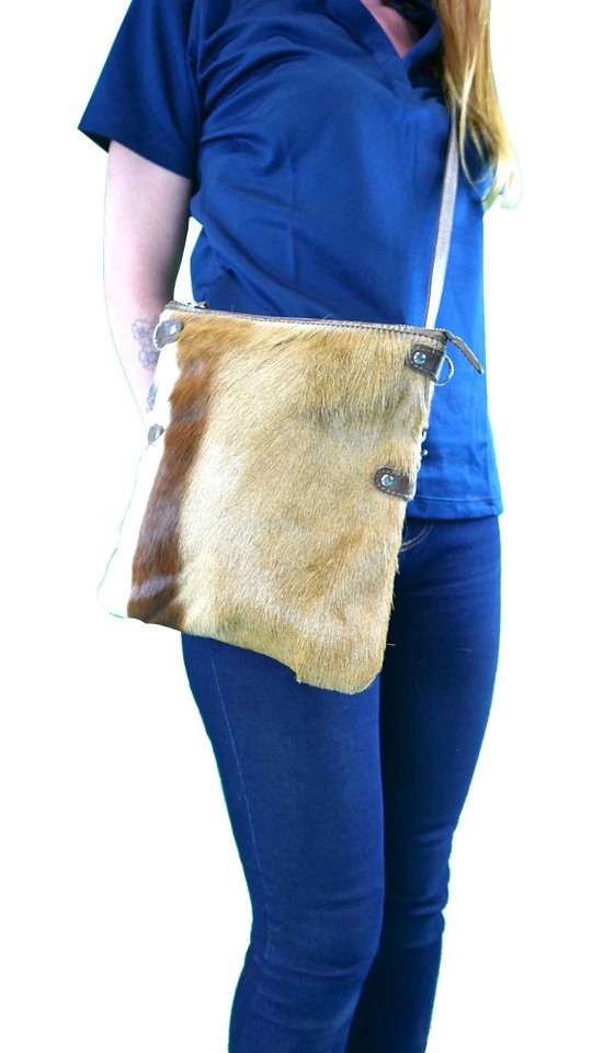 Springbok Leather Handbag real leather springbok hand bag Mini Foldover ...