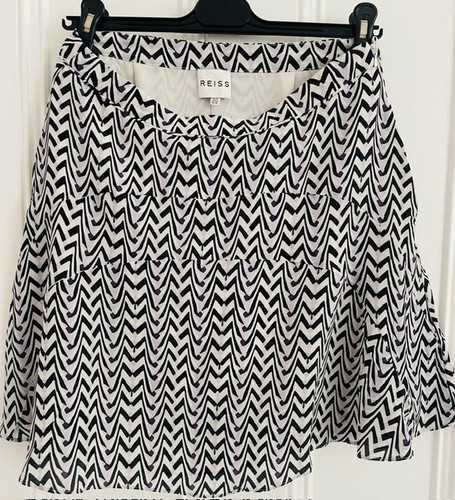 Reiss Geometric Print, White, Black and Lilac A-Line Skirt UK 10 | eBay UK
