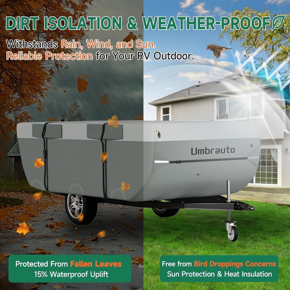 Umbrauto Pop Up Camper Cover 12'-14' Folding Tent Trailer Waterproof ...