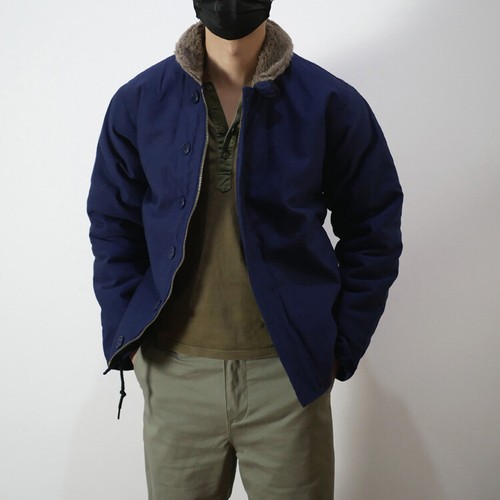 Mens Retro US Navy N-1 Deck Jacket Army Military Jaclet Winter Thick ...