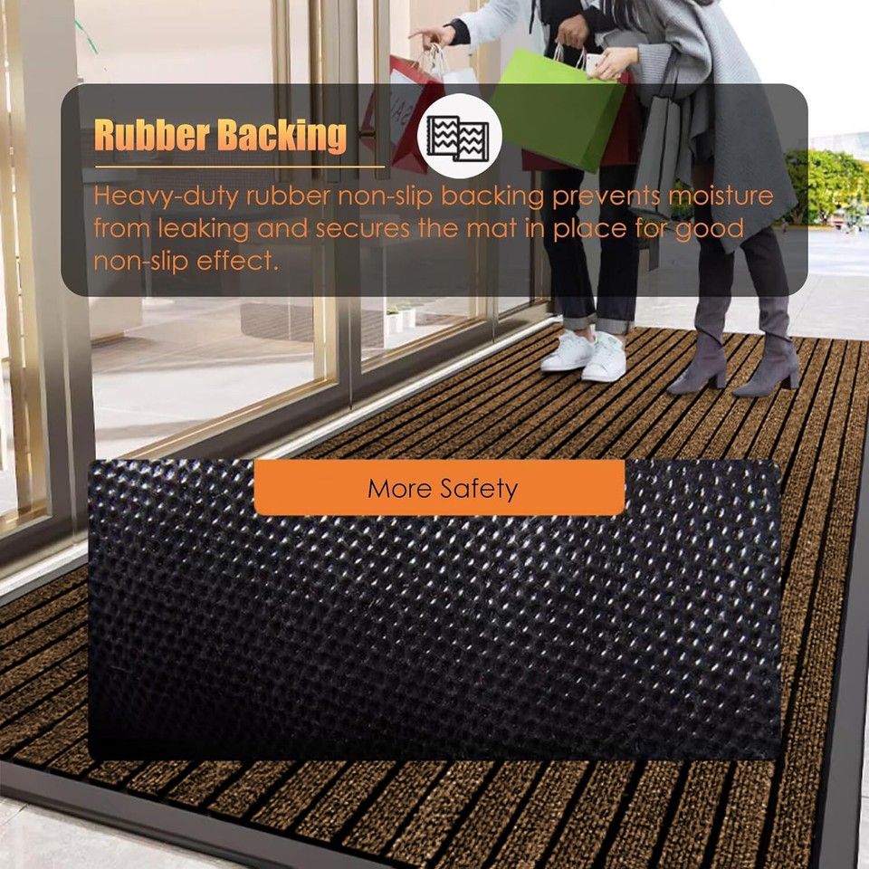 Non Slip Heavy Duty Rubber Barrier Mat Hall Hallway Kitchen Runner Rug ...