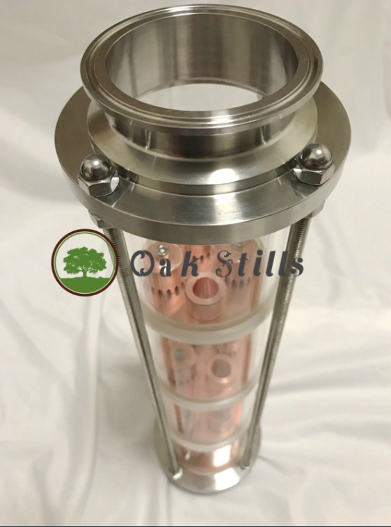 4" Borosilicate Glass Copper Bubble Plate Moonshine Reflux Column 4 ...