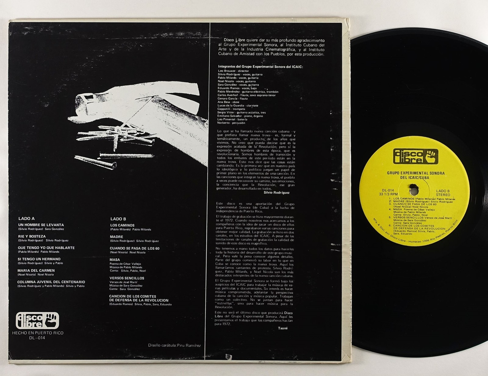 Grupo Experimental Sonora Del ICAIC/Cuba "S/T" LP Disco Libre Latin ...