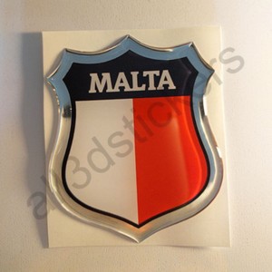 Sticker Malta Emblem 3D Resin Domed Gel Malta Flag Vinyl Decal Car ...