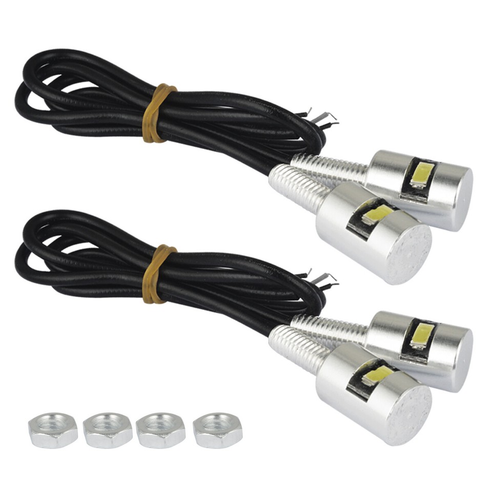 4x Universal Motorcycle Car LED License Plate Light Screw Bolt Lamp ...