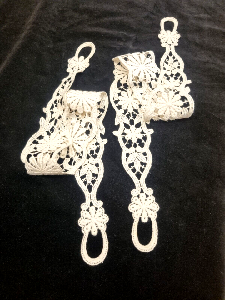 2 Lace Curtain Tiebacks 72cm Tie Backs Band of Cream Cotton Lace | eBay