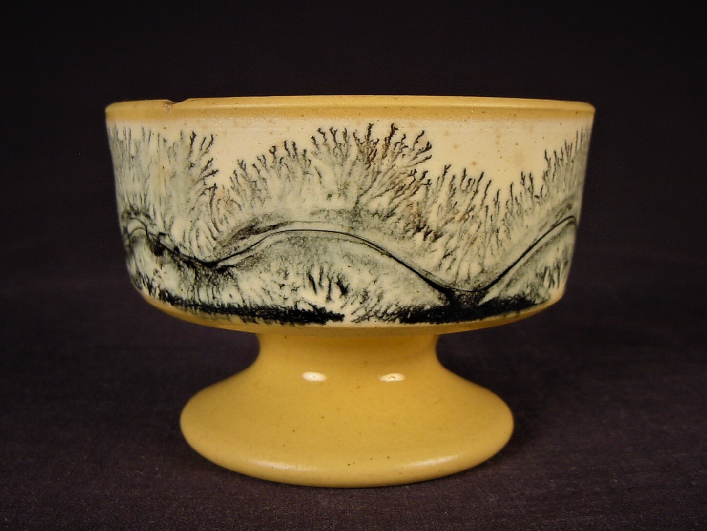 RARE EARLY 1800s MASTER SALT BLACK SEAWEED MOCHA MOCHAWARE YELLOW WARE ...