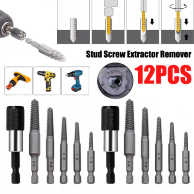 12Pcs Stud Screw Extractor Remover 1/4 Inch Hex Shank Damaged Bolt Easy ...
