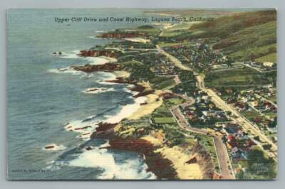 PCH & Upper Cliff Drive LAGUNA BEACH California~Vintage Linen Coast ...