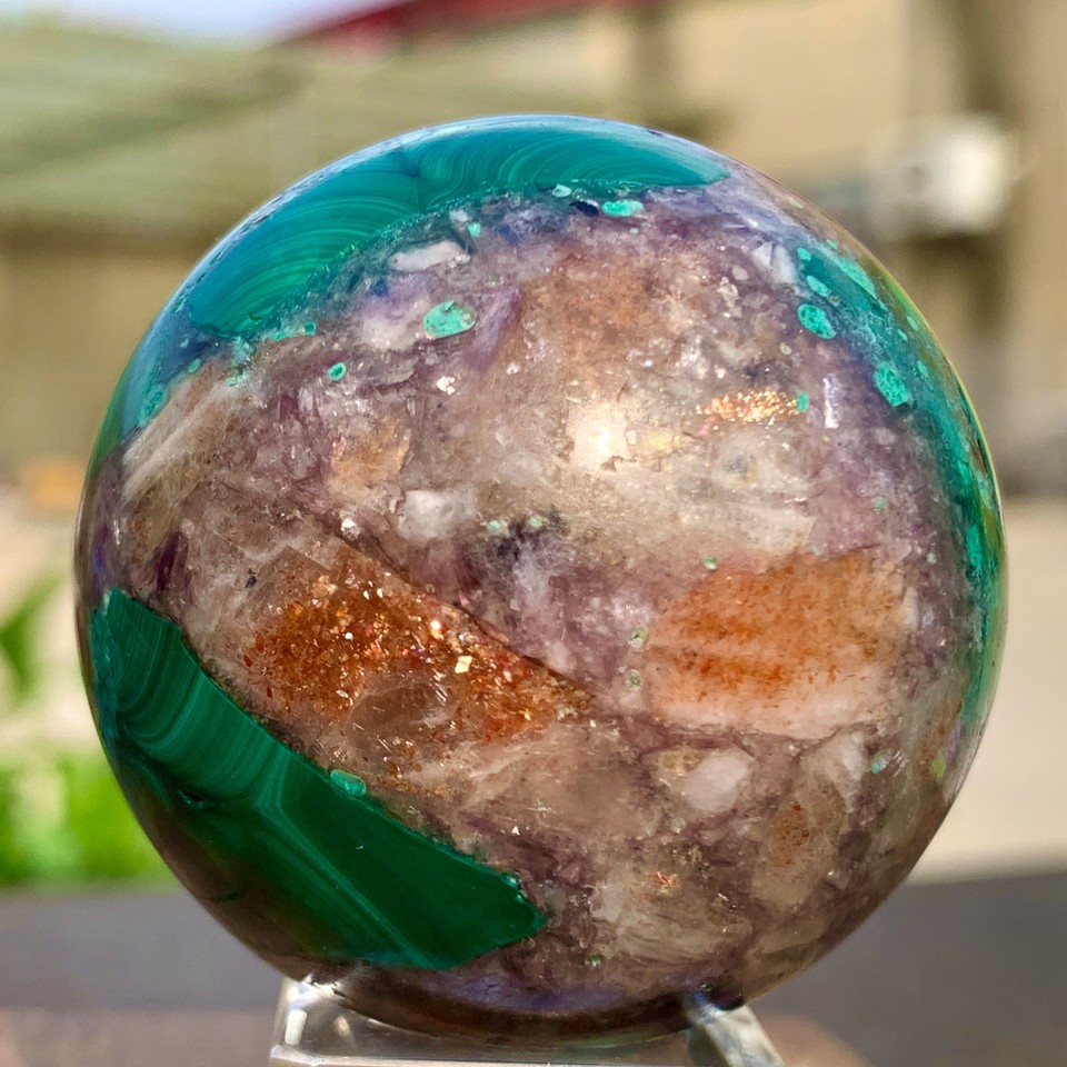 141G Newly discovered rare malachite purple mica symbiotic sphere ...