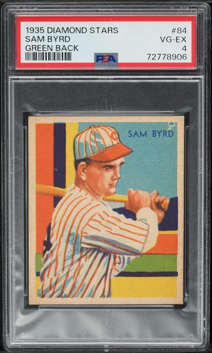 1935 Diamond Stars BB Card # 84 Sam Byrd Cincinnati Reds GREEN BACK PSA ...