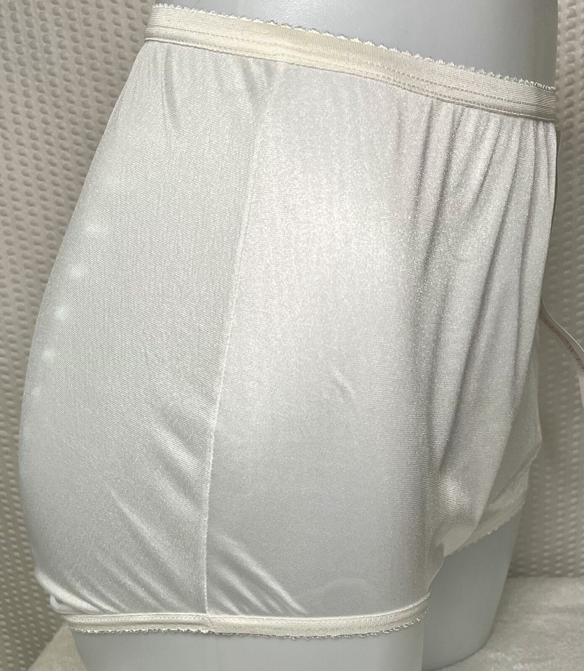 Shadowline White Nylon Full Classic Granny Panty Briefs Sheer Sissy 6 M 17042 | eBay