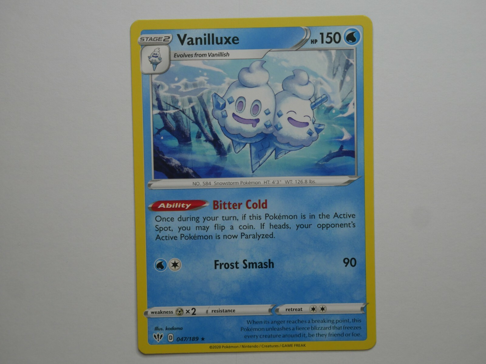 Pokémon Card Vanilluxe 047/189 - Darkness Ablaze 2020 Rare - NM | eBay