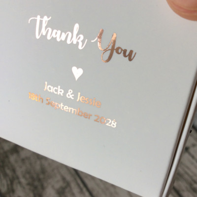 15x White Paper Boxes Rose Gold Foil Text Wedding Favour Personalized ...