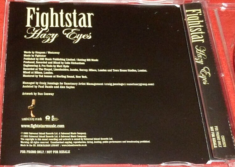 FIGHTSTAR 1 TRACK PROMO CD SINGLE-HAZY EYES-2006 UK/EU ISSUE ON ...