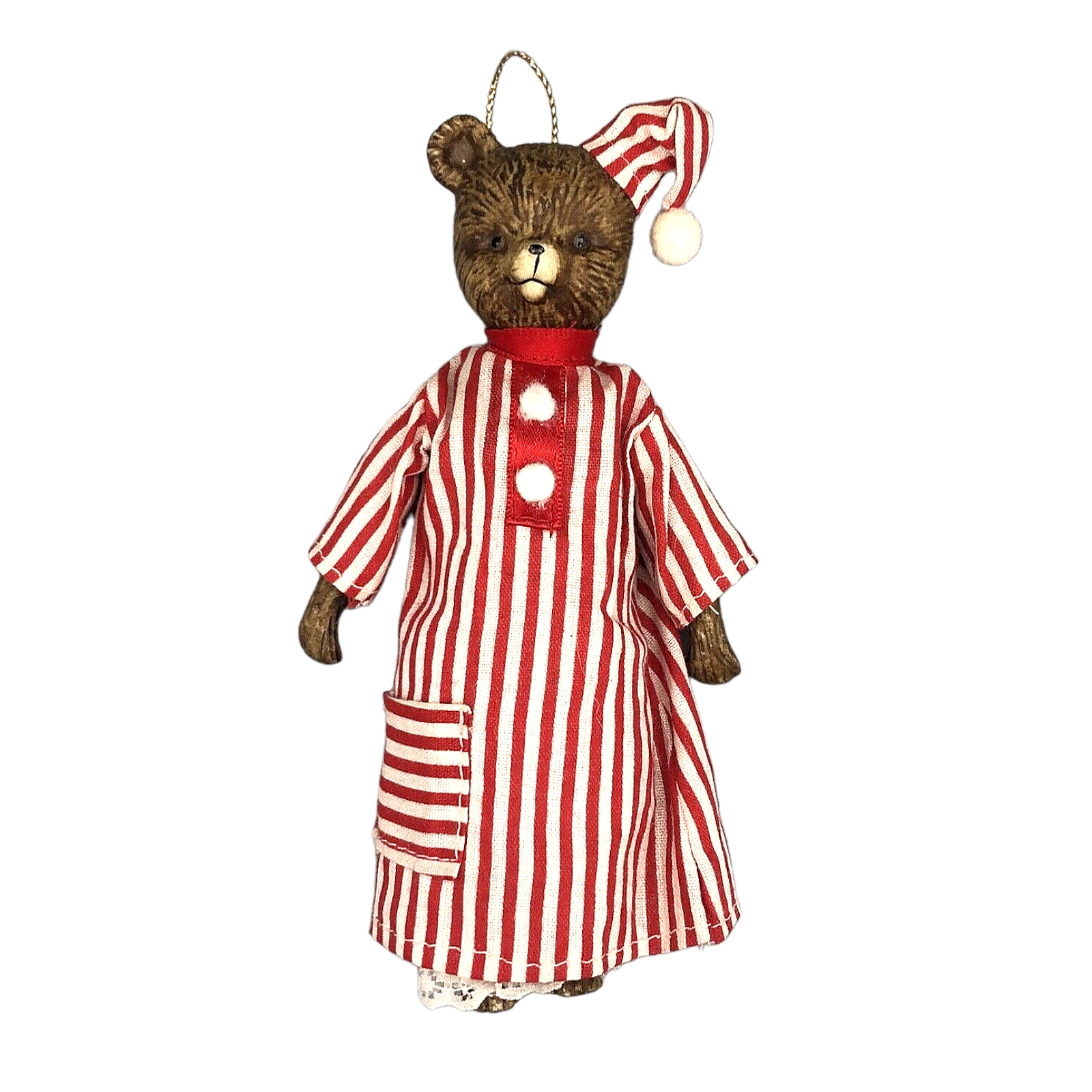 Vintage Silvestri Teddy Bear Doll Striped Pajamas Ornament 7" 1960s | eBay