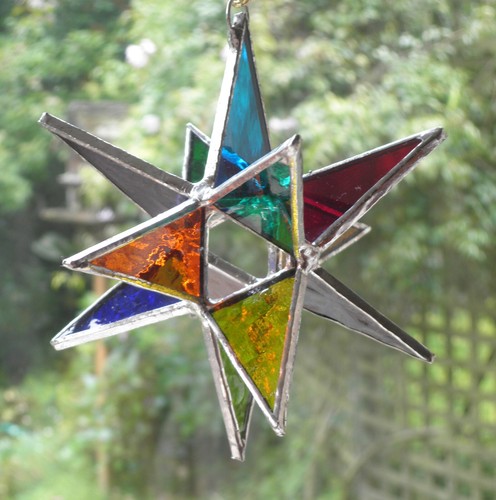 3D Star Leadlight stained glass multi bright colours handmade Australia ...