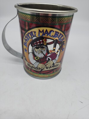 Bayou Mac Billy Highland Games Tin Can Beer Mug Cup Advertising ...