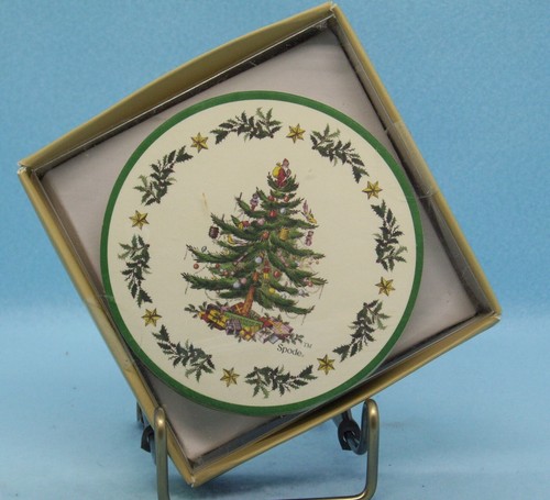Spode Christmas Tree Paper Coasters 4" Diameter Round Presents Toys ...