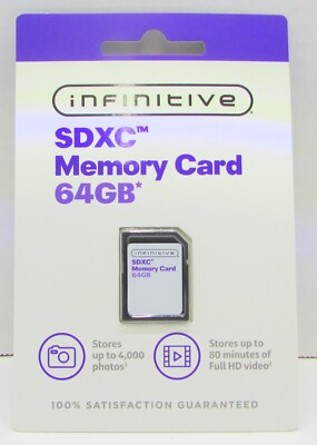 Infinitive SDXC Memory Card 64GB Stores Up to 8000 Photos NEW -A3 | eBay