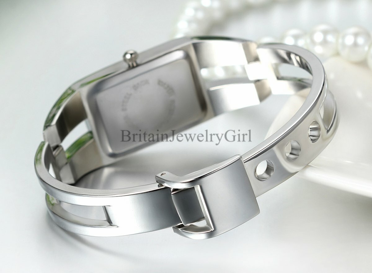 Womens Ladies Fashion Square Dial Quartz Analog Bangle Bracelet Wrist ...