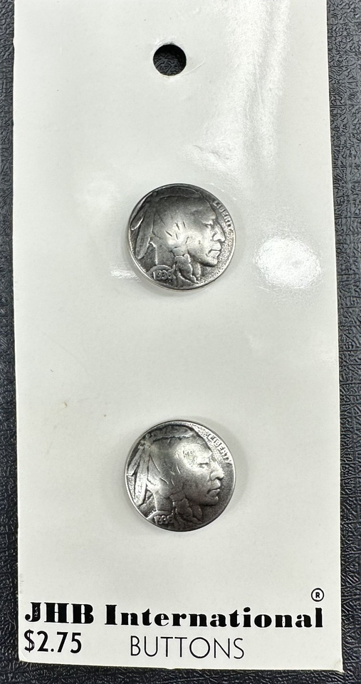 Vintage JHB International Buttons Buffalo Nickel Silver Tone Metal ...