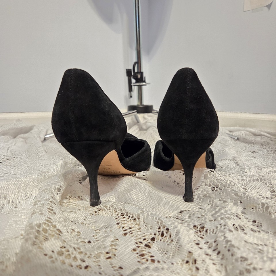 Kate Spade Black Suede Leather Ruffle Stiletto Shayna Heels Size 10M | eBay