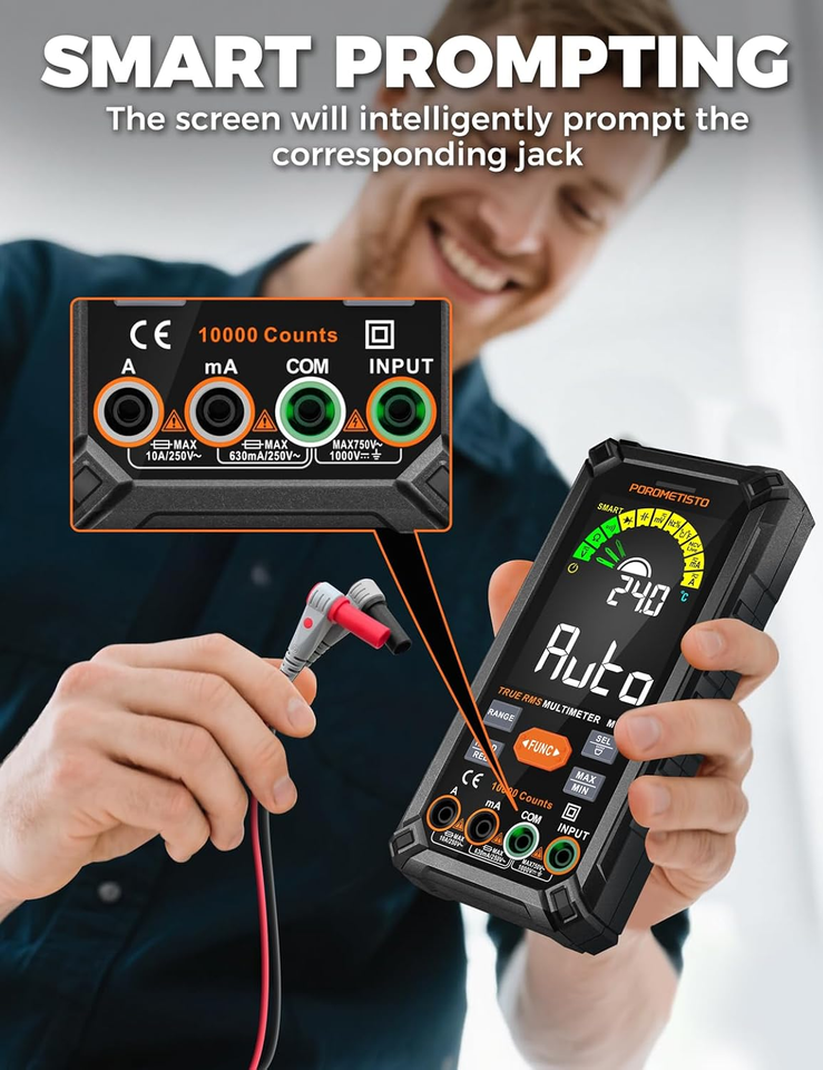 Smart Rechargeable Digital Multimeter 10000 Counts TRMS Auto-Ranging ...