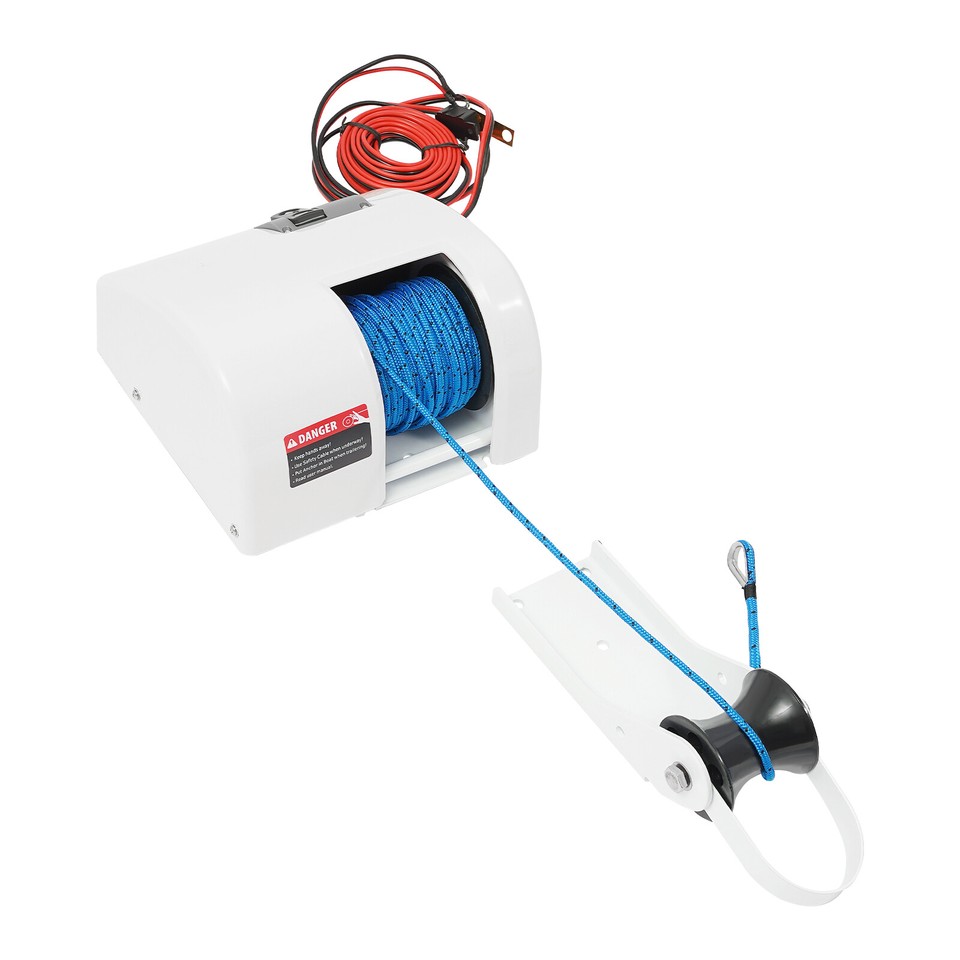 New Electric Boat Anchor Winch Waterproof White For Boats w/ 25lbs Boat ...