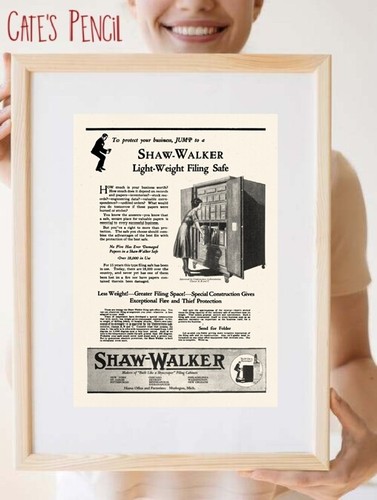 Shaw Walker (1922) Filing Safe * Wall Art Print * Cabinet Co Vintage ...