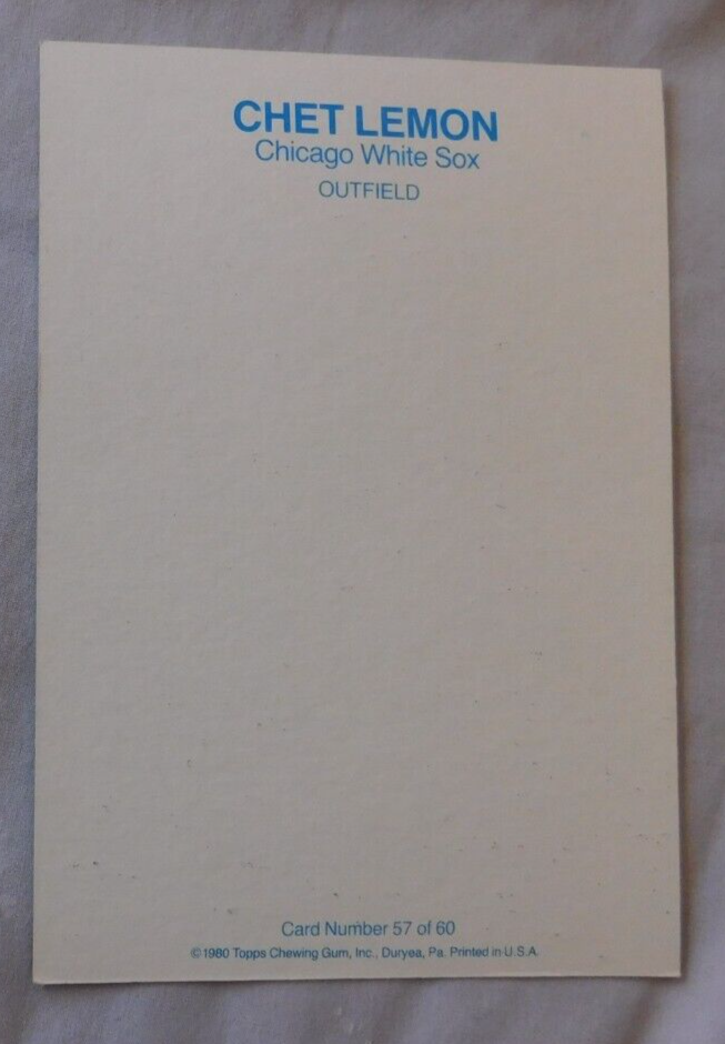 1980 Topps Giant Jumbo 5x7 #57 Chet Lemon Chicago White Sox Baseball Card | eBay