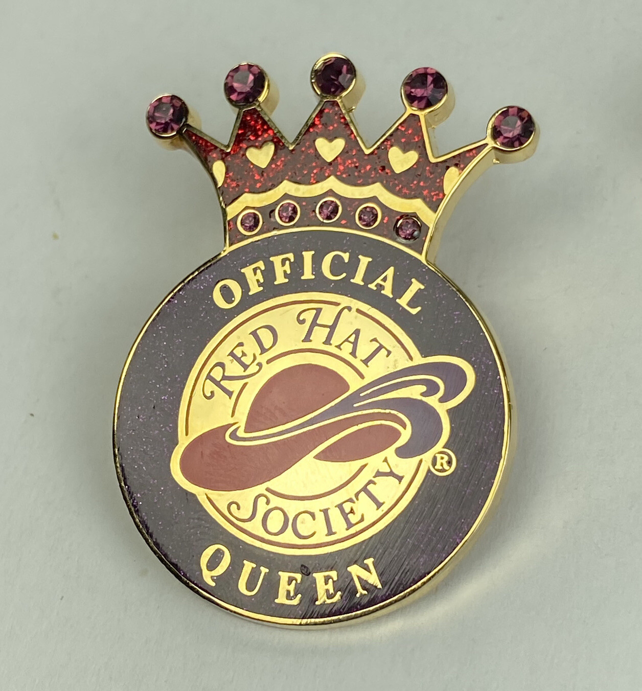 Red Hat Society Official Queen Crown & California Poppy Flower Pins Lot ...