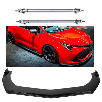 For Toyota Matrix Front Bumper Lip Splitter Spoiler + Strut Rods Glossy ...