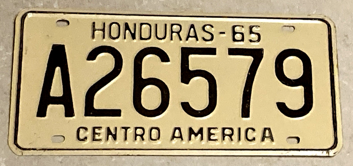 1965 Honduras License Plate CENTRO AMERICA Foreign Tag A26579 Honduran ...