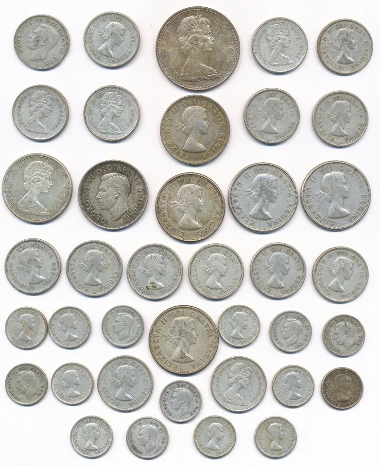 80% CANADA Bullion Junk Silver Coins $10 Face Value Mixed Circulated ...