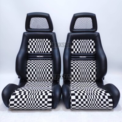 Authentic Recaro LSC White Checkerboard Cross Trim | Leather | Rear ...