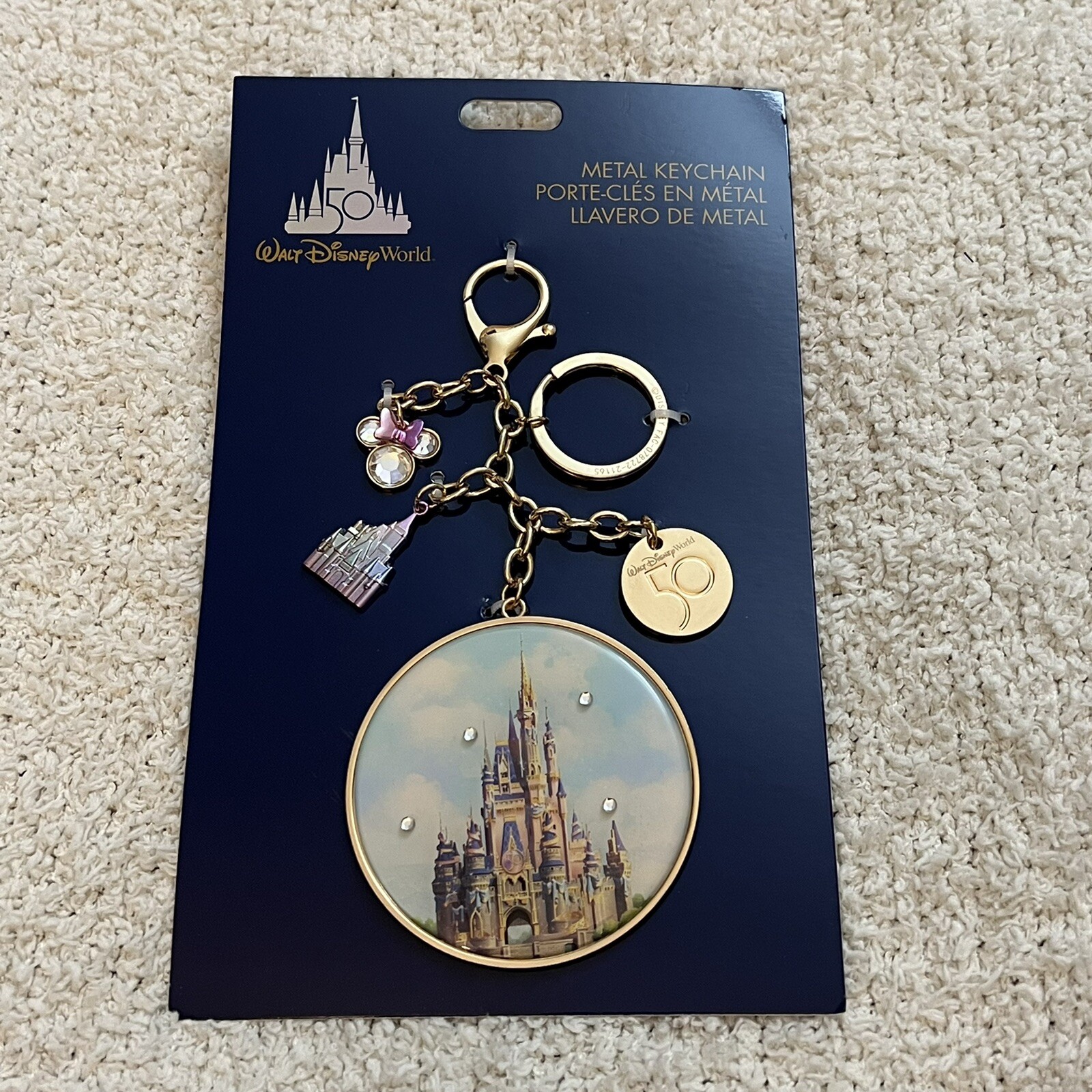NWT Disney World 50th Anniversary Cinderella Castle Keychain Clip Bag ...