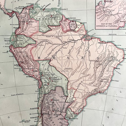 1879 Political Map South America Victorian Harpers Geography 1st ...