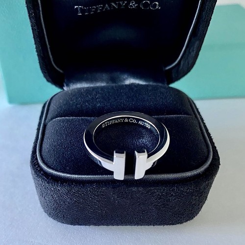 Tiffany & Co. 18K White Gold T Square Ring Size 5.5 Mint With ...