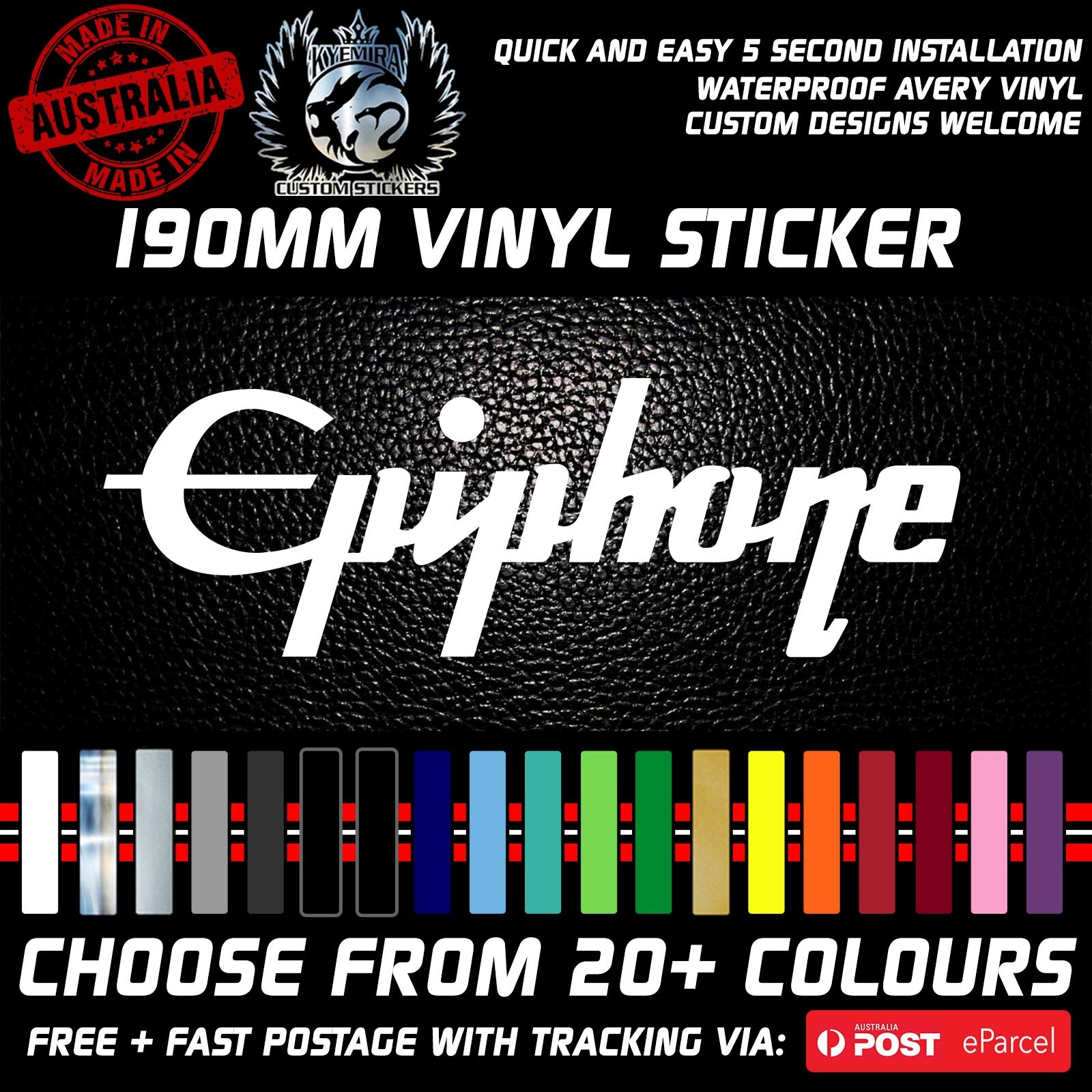 Epiphone logo Guitar vinyl Sticker Decal 190mm Multiple colours | eBay UK