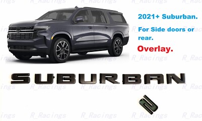 1P Matte Black Door Rear Suburban Overlay Emblem letter 2021+ Chevrolet ...